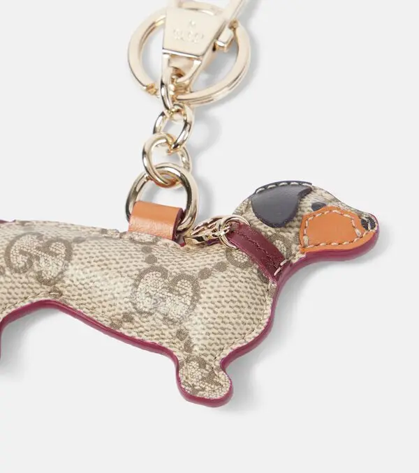 Gucci Gg Canvas Leather-trimmed Keychain
