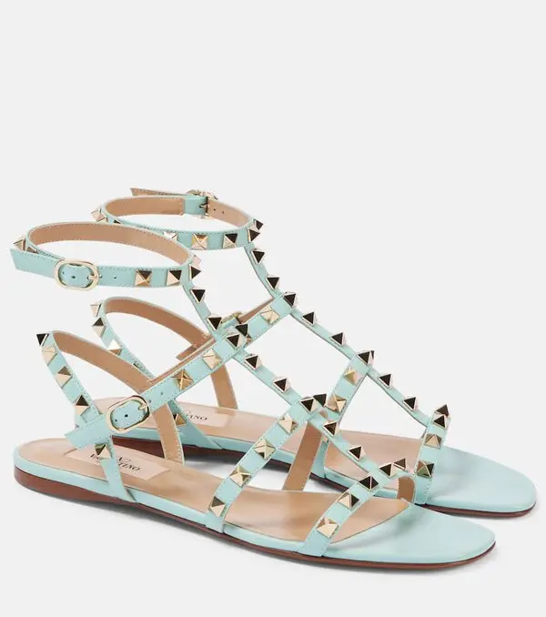 Valentino Garavani Rockstud Classic Leather Sandals - Blue