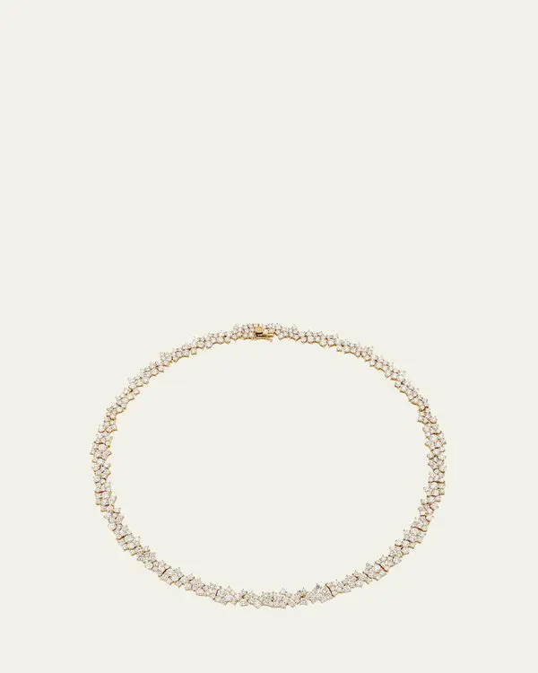 SYDNEY EVAN 18k Yellow Gold Wide Cocktail Diamond Eternity Necklace - Yg