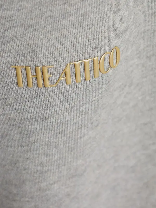 Attico Heather Logo Embroidered Elasticated Cuff Track Pants - Grey