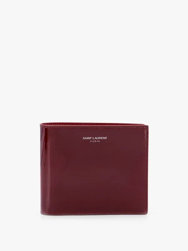Saint Laurent Patent Leather Wallet With Engraved Logo On The Front - Red