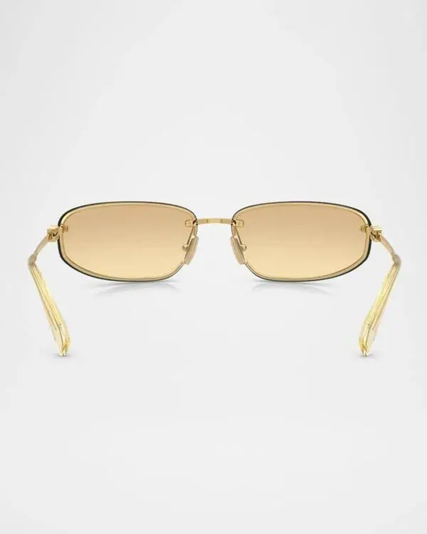 Miu Miu Rimless Oval Sunglasses - Gold