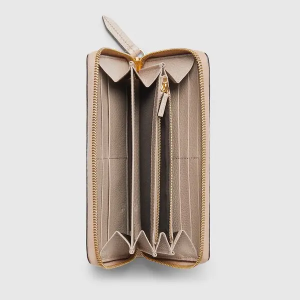 Gucci Bi-color Gg Marmont Zip Around Wallet Leather - Neutral