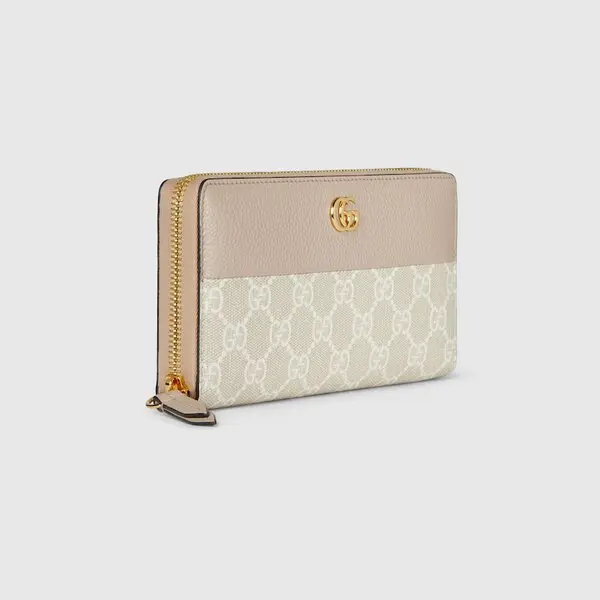 Gucci Bi-color Gg Marmont Zip Around Wallet Leather - Neutral