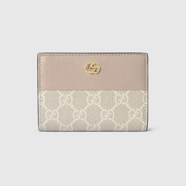 Gucci Bi-color Gg Marmont Small Wallet Leather - Neutral
