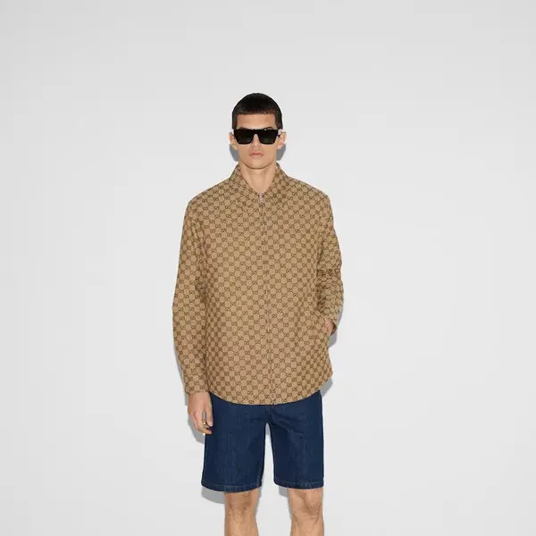 Gucci Gg Canvas Overshirt - Brown