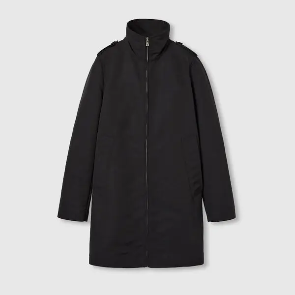 Gucci Nylon Faille Coat - Black | Editorialist