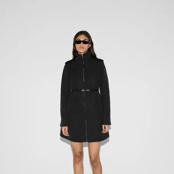 ジャケット・アウター GUCCI Belted trench coat nylon Black 38 Gucci Nylon Faille Coat - Black | Editorialist