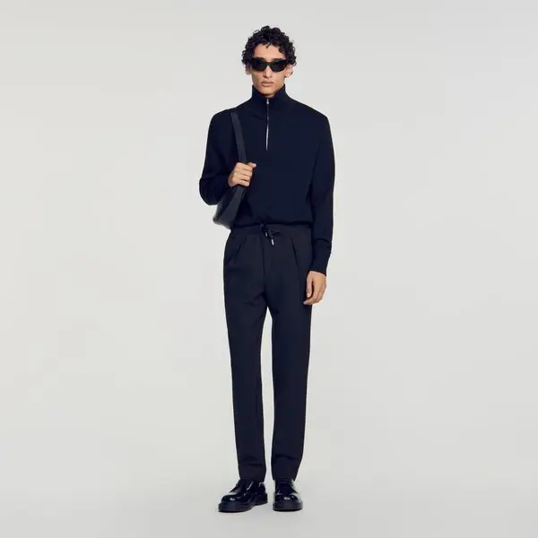 Sandro Elasticated Straight-leg Trousers - Black