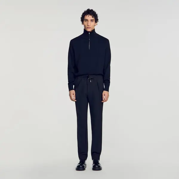 Sandro Elasticated Straight-leg Trousers - Black