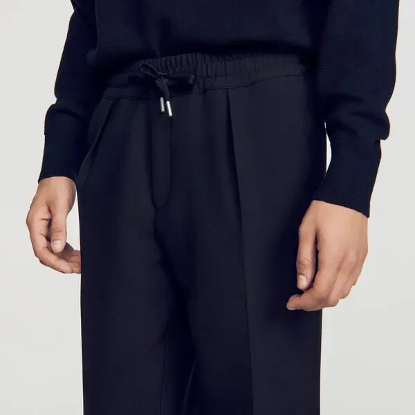 Sandro Elasticated Straight-leg Trousers - Black