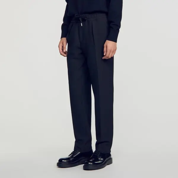 Sandro Elasticated Straight-leg Trousers - Black