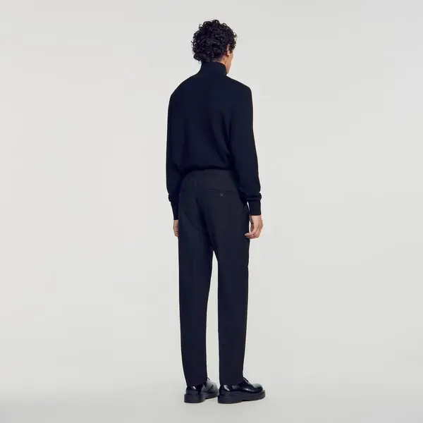 Sandro Elasticated Straight-leg Trousers - Black
