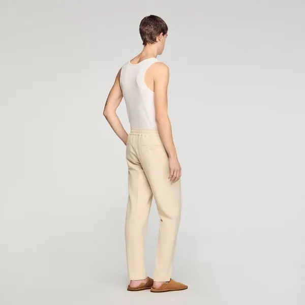 Sandro Elasticated Straight-leg Trousers - Oats