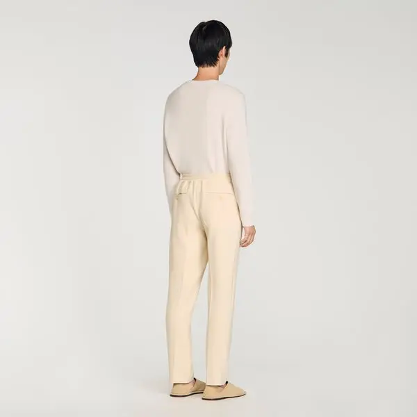 Sandro Elasticated Straight-leg Trousers - Oats