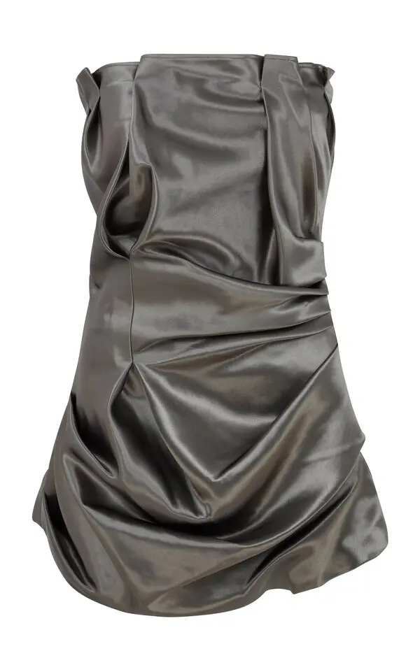 slim fit dress slacks Gelina Mini Dress in Satin Silver Grey main image 1