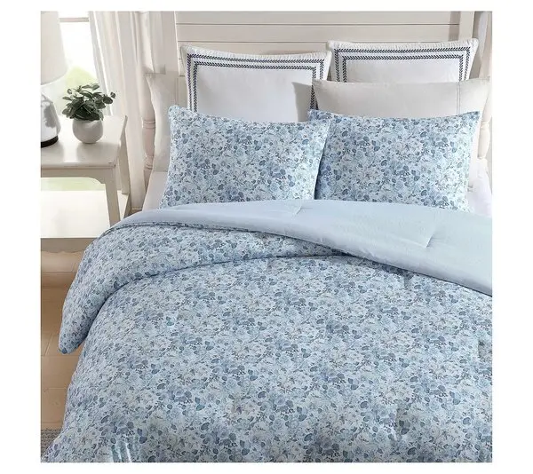 Laura Ashley Quartet Blue King Comforter Sham Set