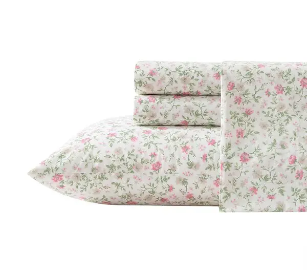 Laura Ashley Bonnie Pink-green King Sheet Set - One-color