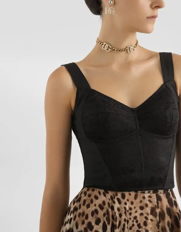 Dolce & Gabbana Jacquard And Lace Corset Top - Black