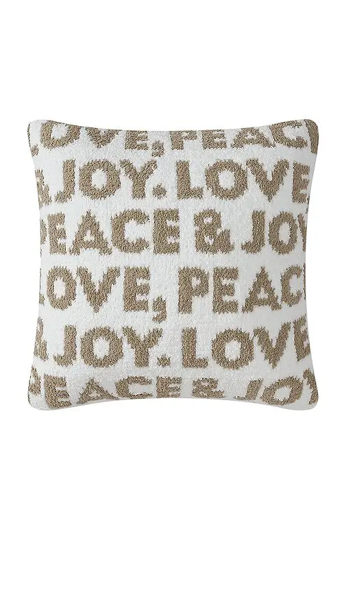 SUNDAY CITIZEN Love, Peace, And Joy Throw Pillow In Cream - Biscotti & Off White