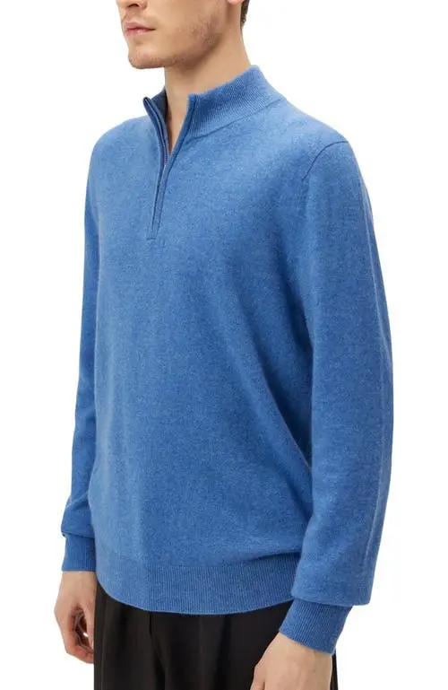 GOBI MONGOLIAN CASHMERE Essential Half-zip Cashmere Sweater - Blue