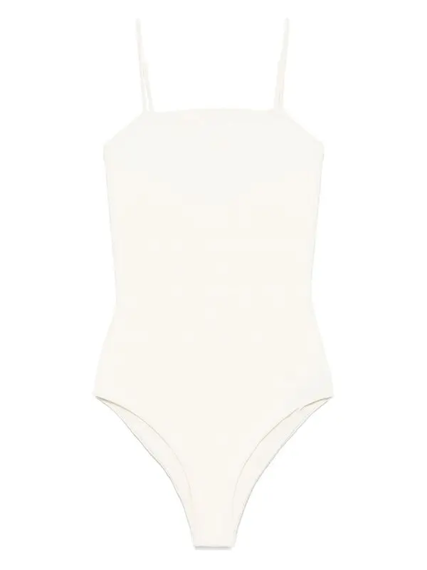 JIL SANDER Logo-embroidered Swimsuit - Neutrals