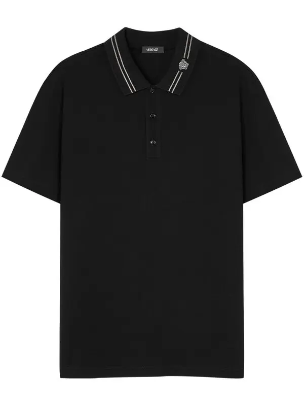 Versace Medusa-embroidered Polo Shirt - Black