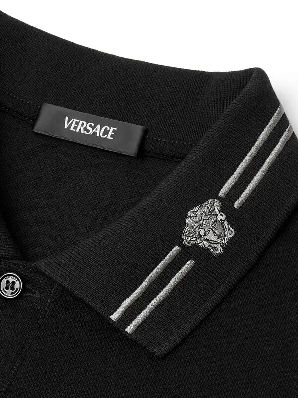 Versace Medusa-embroidered Polo Shirt - Black