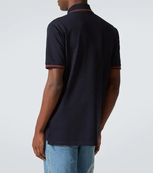 Gucci Double G Cotton-blend Piqué Polo Shirt - Blue