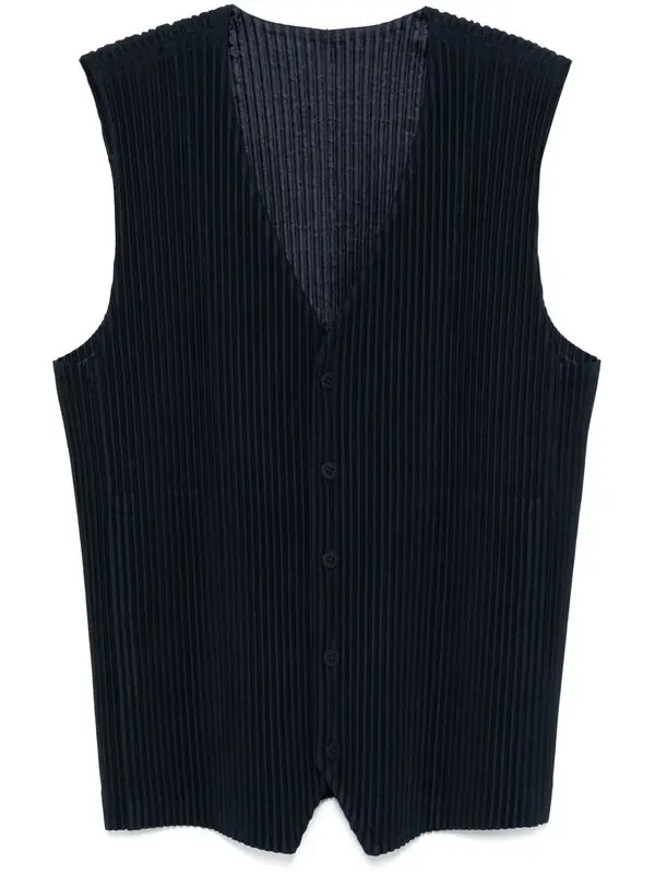 Issey Miyake Tailored Pleats Vest - Blue