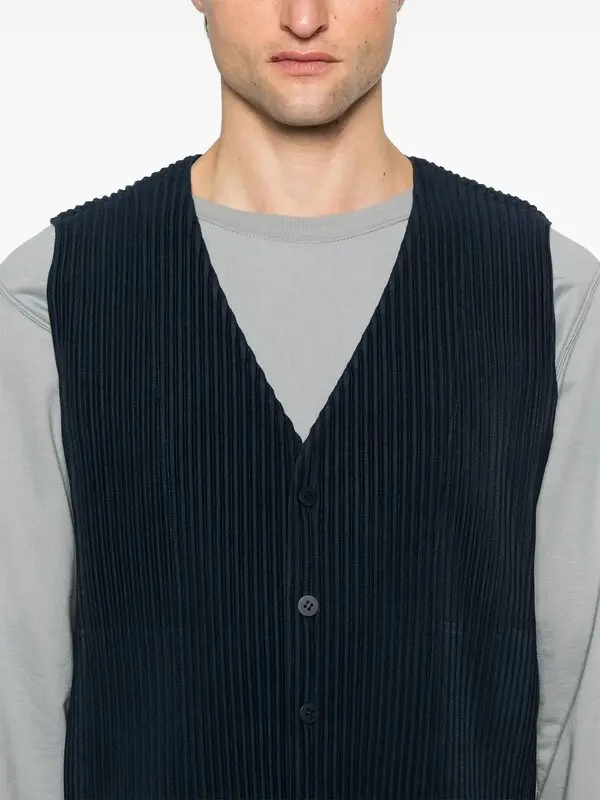 Issey Miyake Tailored Pleats Vest - Blue