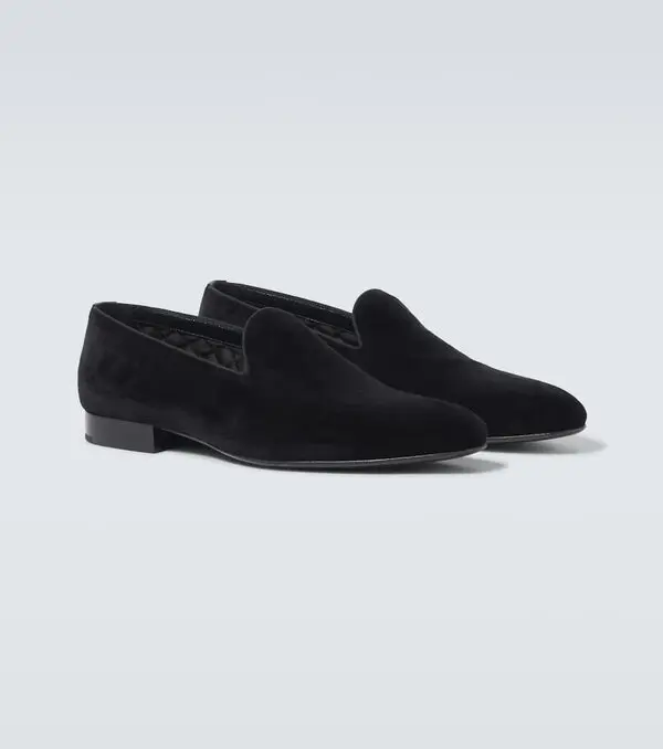 Loro Piana Leather-trimmed Velvet Loafers