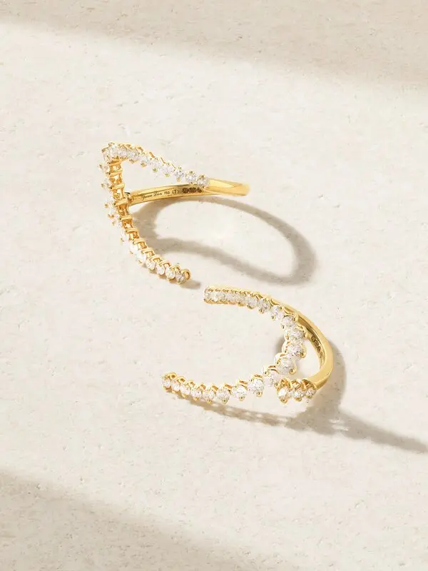Yvonne Léon Double Coeur Diamond Rings Set - Gold