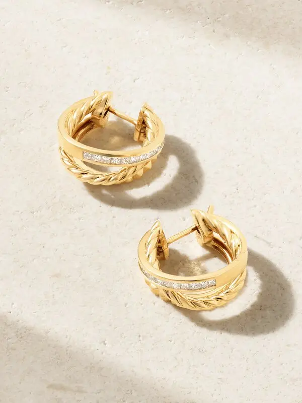 David Yurman Crossover Trio 18-karat Diamond Hoop Earrings - Gold