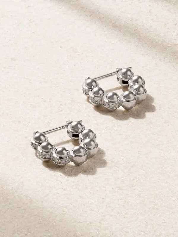 L’ATELIER NAWBAR The Atom 18-karat White Diamond Hoop Earrings
