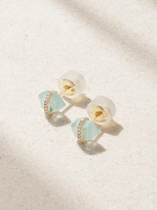 MELISSA JOY MANNING 14-karat Recycled Aquamarine And Herkimer Diamond Earrings - Blue