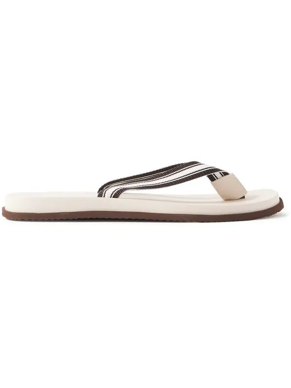 Brunello Cucinelli Striped Grosgrain Flip Flops - Neutrals