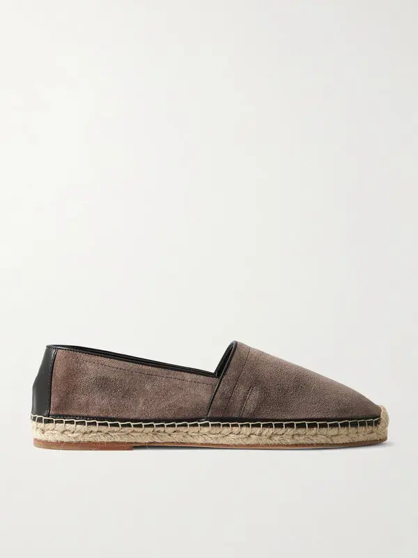 Brunello Cucinelli Leather-trimmed Suede Espadrilles - Brown