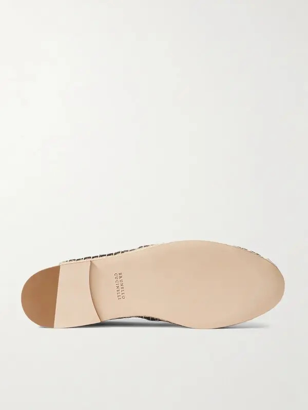 Brunello Cucinelli Leather-trimmed Suede Espadrilles - Brown