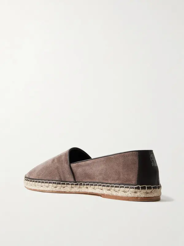 Brunello Cucinelli Leather-trimmed Suede Espadrilles - Brown