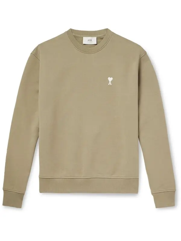 AMI Paris De Coeur Logo-embroidered Organic Cotton-jersey Sweatshirt