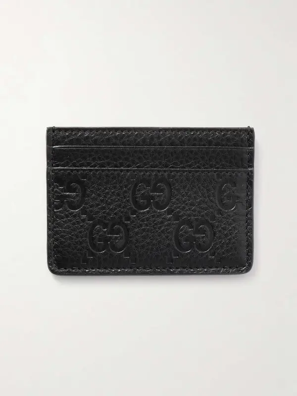 Gucci Gg Emblem Debossed Textured-leather Cardholder - Black