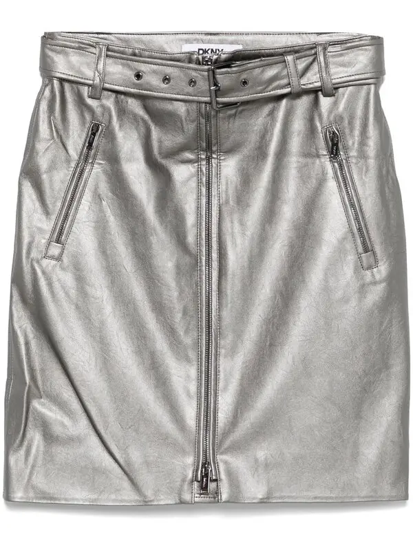 Dkny Belted Mini Skirt - Silver