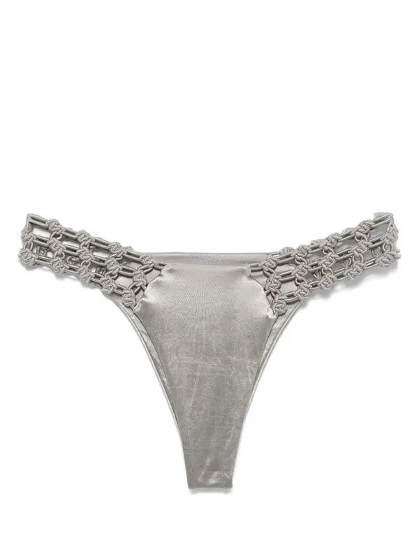 ISA BOULDER Floral Macrame Bikini Bottoms - Grey