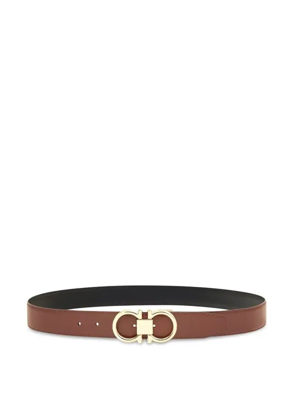 FERRAGAMO Gancini Leather Belt - Brown