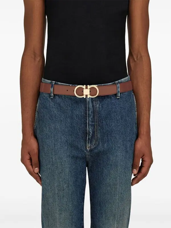 FERRAGAMO Gancini Leather Belt - Brown