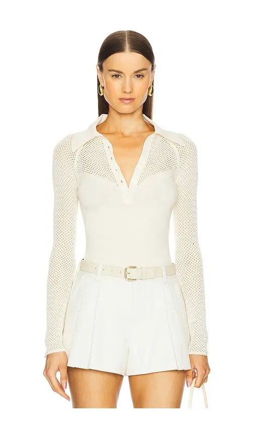 FLEUR DU MAL Knit Mesh Collared Bodysuit