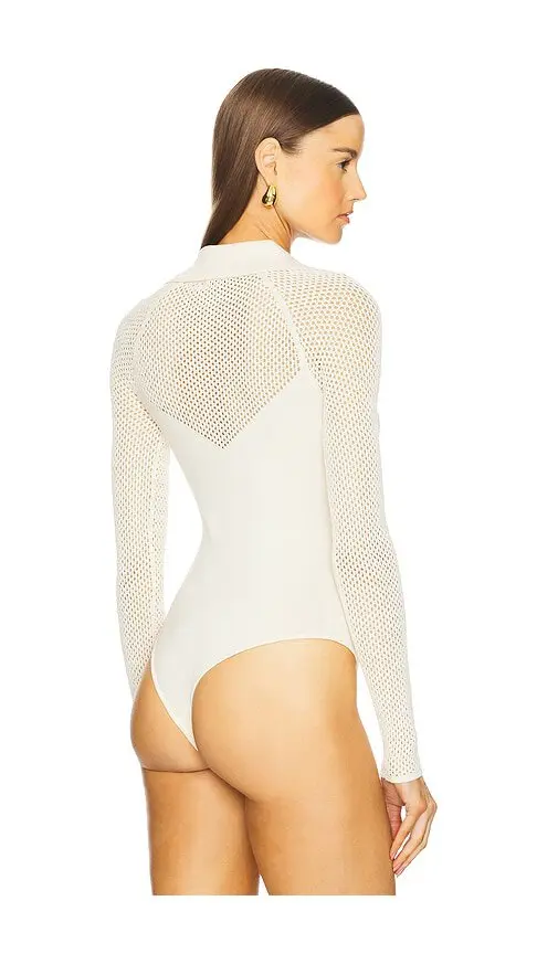 FLEUR DU MAL Knit Mesh Collared Bodysuit