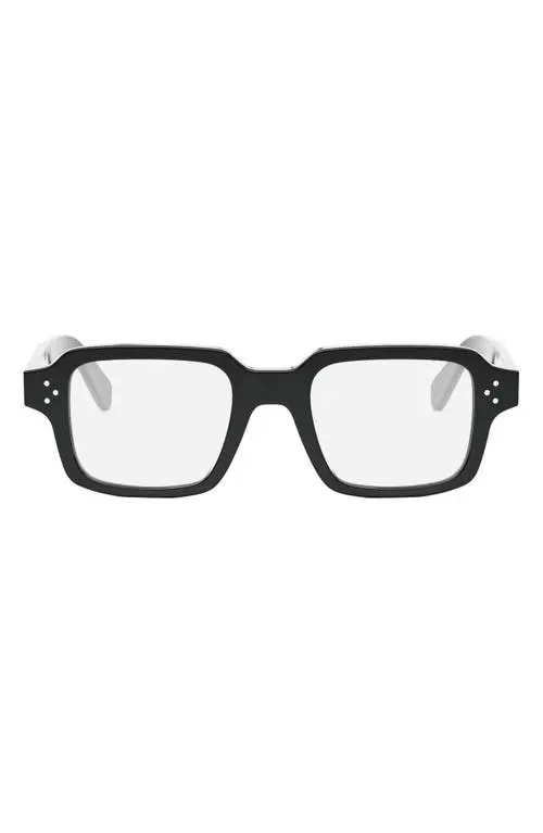 Celine Bold 3 Dots Rectangular Sunglasses - Shiny Black