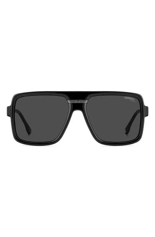 Carrera Eyewear Rectangular Flat Top Sunglasses - Ruthenium Black/ Grey Polar